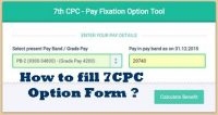 7th Pay Commission Option form for Pay fixation Which option to choose