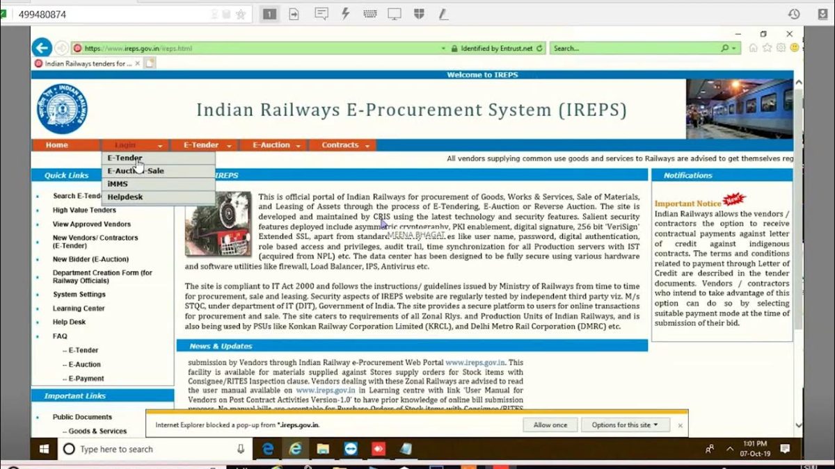 Implementation of e-tendering in Works Contracts on Indian Railways ...